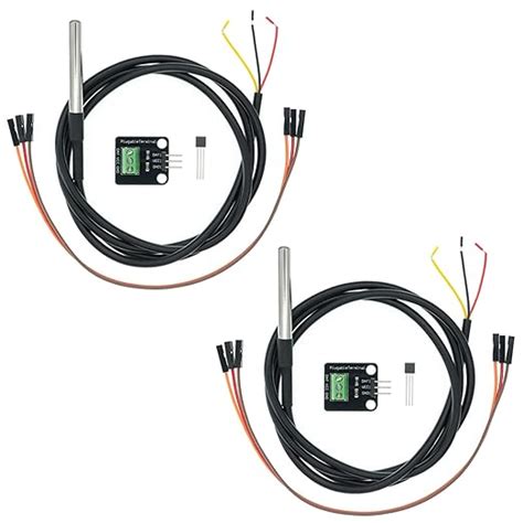 2 Pack Temperature Sensor Module Kit With 1m Cable Waterproof Stainless