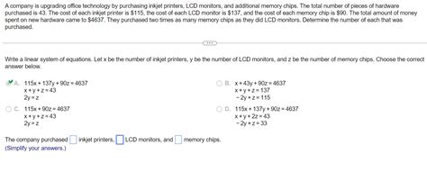 Solved Write A Linear System Of Equations Let X ﻿be The