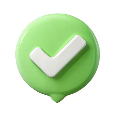 Glossy Green Circle Check Mark 3d Render Illustration Graphic Design Element For Approval