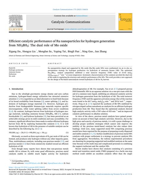 Pdf Efficient Catalytic Performance Of Ru Nanoparticles For Hydrogen Generation From Nh 3 Bh 3
