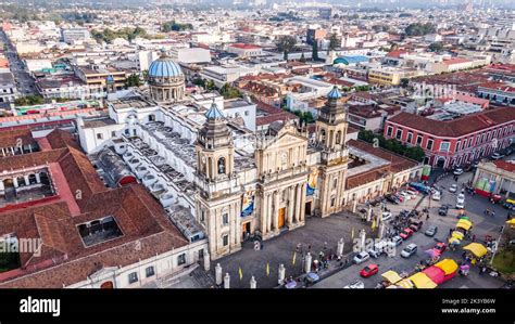 Beautiful Aerial View Of Guatemala City Catedral Metropolitana De