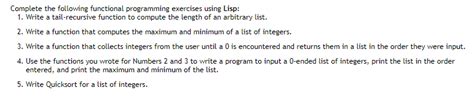 Solved Complete The Following Functional Programming Chegg