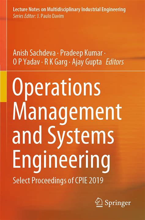 Operations Management And Systems Engineering Select Proceedings Of