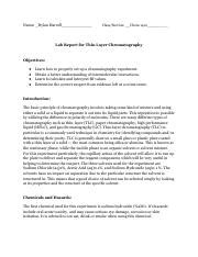 Lab Report For Thin Layer Chromatography Pdf Name Dylan Harvell Class Section Chem 1412 Lab