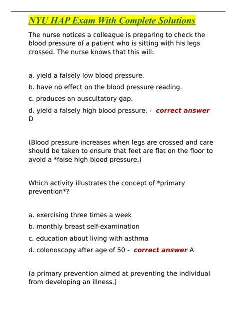 NYU HAP Exam With Complete Solutions NYU HAP Stuvia US
