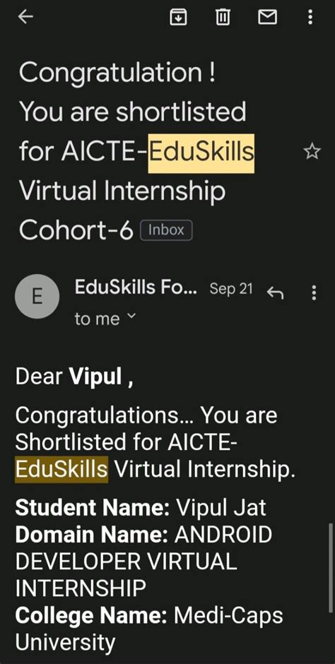 Vipul Jat On Linkedin Aicteeduskills Internship Medicapsuniversity Androiddevelopment