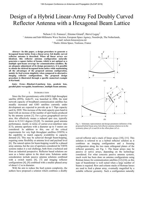 Pdf Design Of A Hybrid Linear Array Fed Doubly Curved Reflector Antenna With A Hexagonal Beam