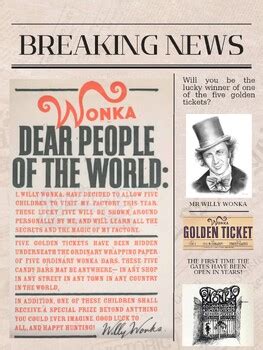 Charlie And Chocolate Factory Newspaper Report By The Beez Kneeze