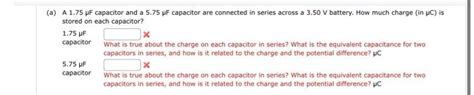 Solved a A 1 75μF capacitor and a 5 75μF capacitor are Chegg com