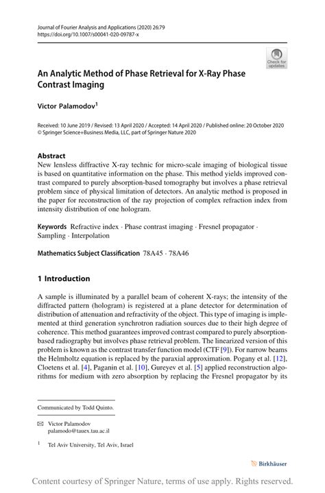 an analytic method of phase retrieval for x ray phase contrast imaging
