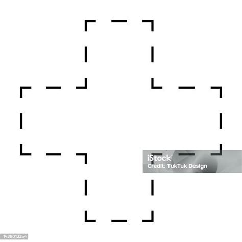Cross Shape Dashed Symbol Vector Icon For Creative Graphic Design Ui Element Stock Illustration