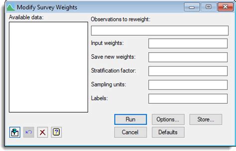 Modify Survey Weights Genstat V
