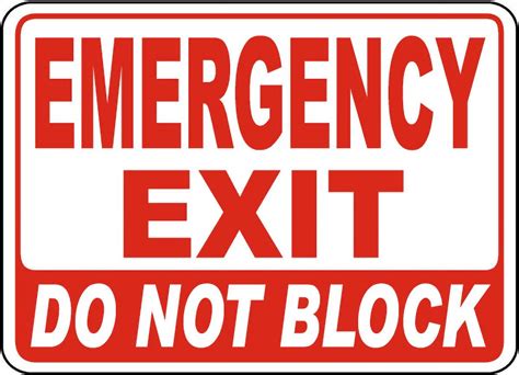 Vinyl Stickers Emergency Exit Do Not Block Sign F3 Safety And Warning Warehouse Signs