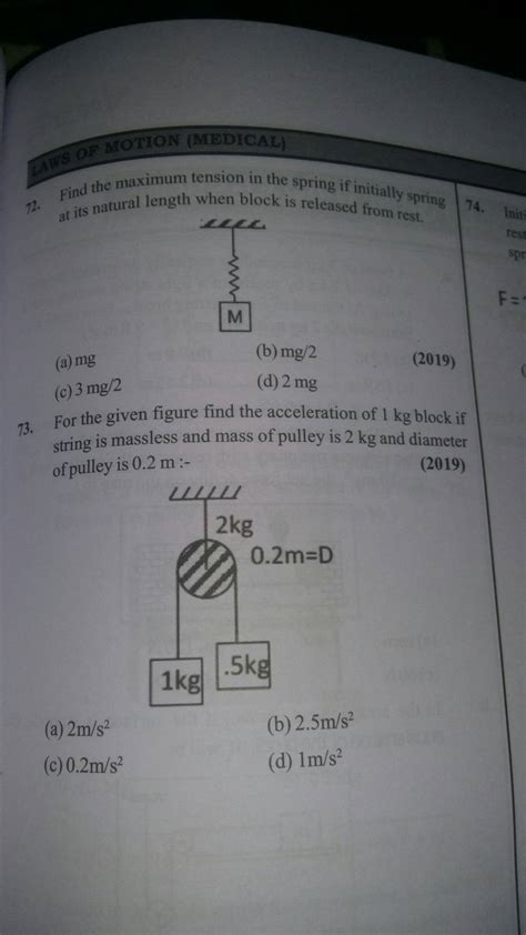 Find The Maximum Tension In The Spring If Initially Spring At Its Natural