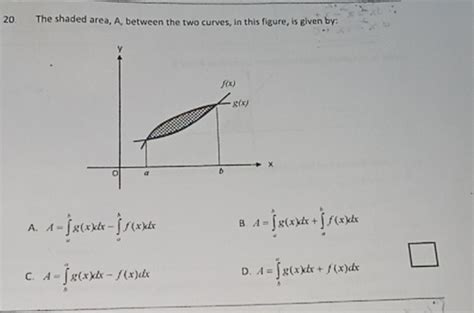The Shaded Area A Between The Two Curves In This Figure Is Given