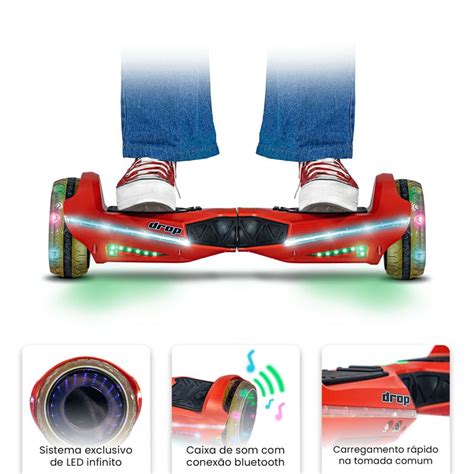 Hoverboard Skate Elétrico Infantil Adulto Drop Raveboard 500w 65