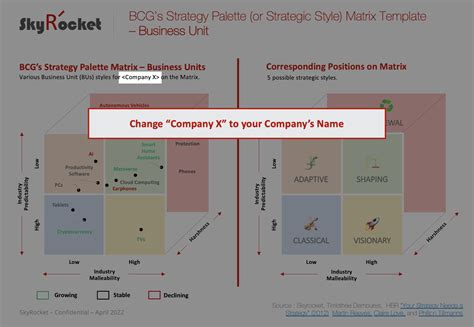 Bcgs Strategy Palette Or Strategic Style Matrix Template Eloquens