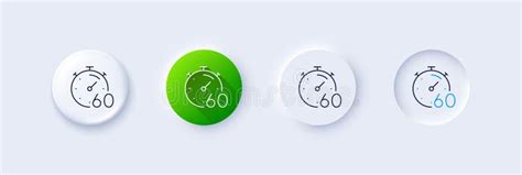 Timer 60 Minutes Line Icon Stopwatch Time Sign Line Icons Vector