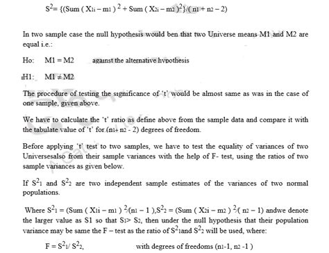 Tests Of Significance Based On Small Samples Quantitative Technique