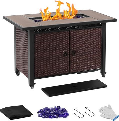 Walnest 43 Inch Outdoor Fire Table With Ceramic Tile