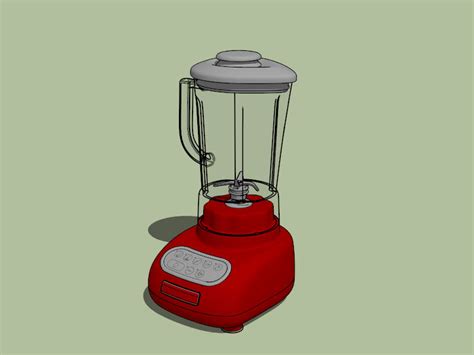 red electric blender machine sketchup 3d model skp file download