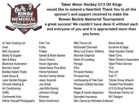 Taber Minor Hockey Association Website By Ramp Interactive