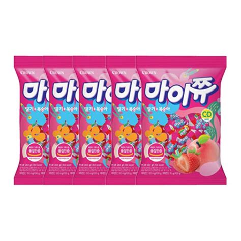 크라운 마이쮸 딸기 복숭아 284g X 5봉 무료배송 홈플러스 택배배송