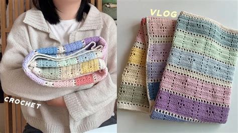 🧺이런저런 실 다 써서 만든 모나카 블랭킷 뜨개 브이로그crochet Vlog라라뜨개담요 뜨기monaka Blanket Youtube 2025 손뜨개