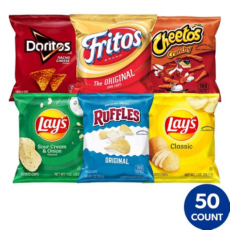 50 Bags Frito Lay Classic Mix Chips And Snacks Variety Pack Vending