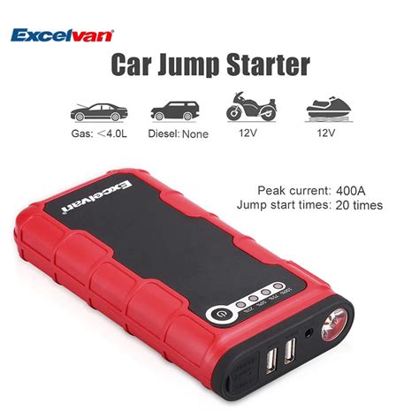 Excelvan 12000mah 12v 400a Portable Car Jump Starter Auto Battery