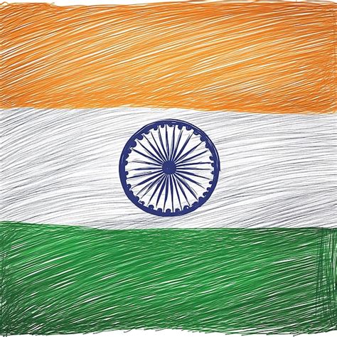 Doodled Indian Flag Background Without Ashoka Chakra Premium Ai