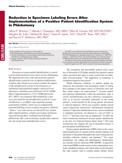 pdf reduction in specimen labeling errors after implementation of a