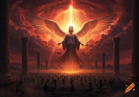 A Brightly Lit Illustration Of A Winged Angel And A Red Skinned Devil