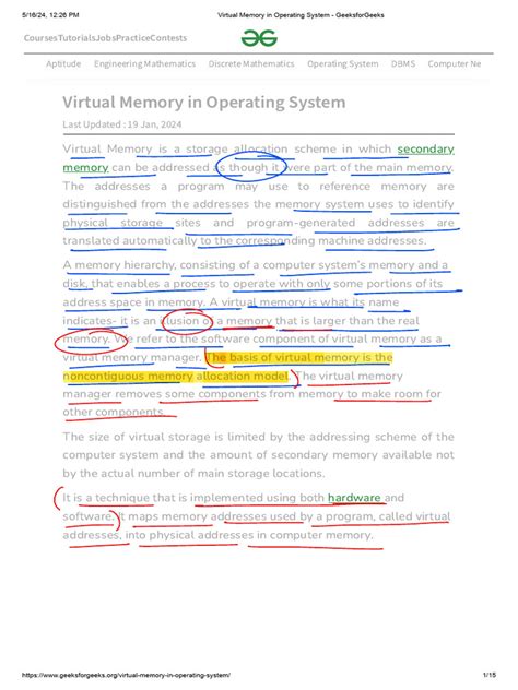 virtual memory pdf process computing computer data storage