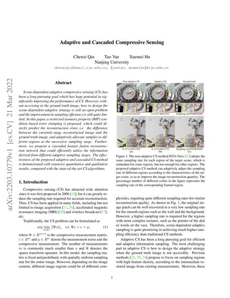 Adaptive And Cascaded Compressive Sensing Deepai