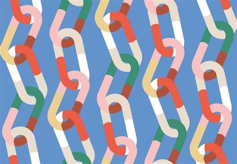Premium Vector Abstract Trendy Chains Seamless Vector Pattern Doodle Style Chic Colors Perfect