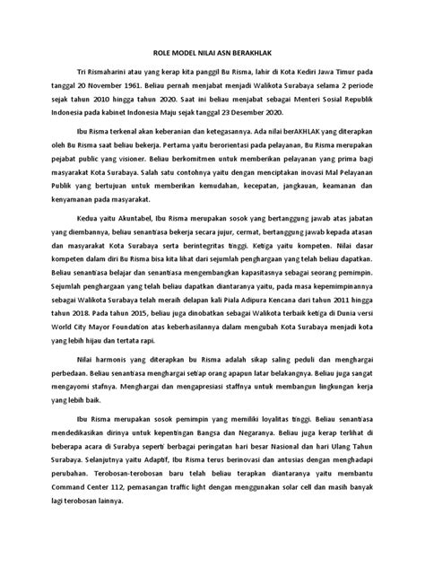 Role Model Nilai Asn Berakhlak Pdf