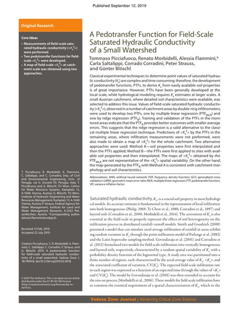 Pdf A Pedotransfer Function For Field Scale Saturated Hydraulic Conductivity Of A Small Watershed