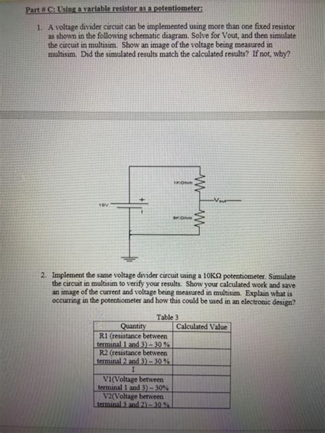 Solved Part C Using A Variable Resistor As A