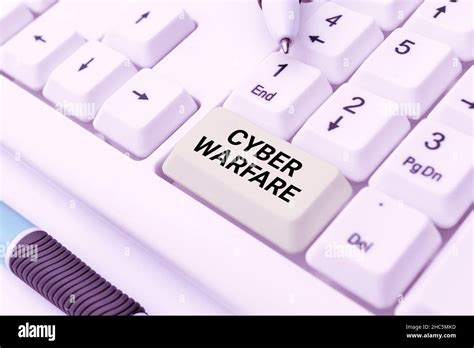 Handwriting Text Cyber Warfare Concept Meaning Virtual War Hackers System Attacks Digital Thief