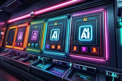 Futuristic Ai Servers With Neon Lights In High Tech Data Center Vibrant And Detailed
