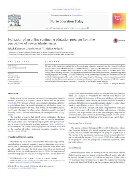 Pdf Evaluation Of An Online Continuing Education Program From The