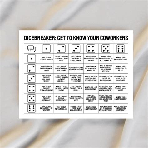 Coworker Icebreaker Questions Dice Icebreaker Networking Activity