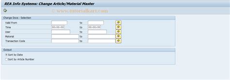 J LMN SAP Tcode REA Article Field Changes Transaction Code