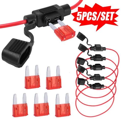 5pcs Car Fuse Socket Set Mini Car Fuse Box Blade Fuse Adapter Splash