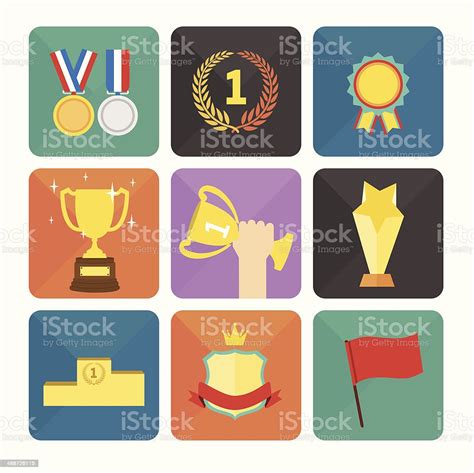 트로피 및 어워드란 아이콘 세트 1에 대한 스톡 벡터 아트 및 기타 이미지 1 개체 그룹 경쟁 Istock