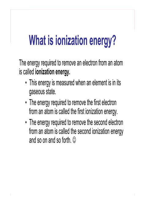 What Is Ionization Energy Docslib