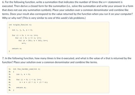 solved 6 for the following function write a summation that