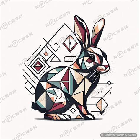 Ai创作图兔子 卡通 几何构成 昵图网