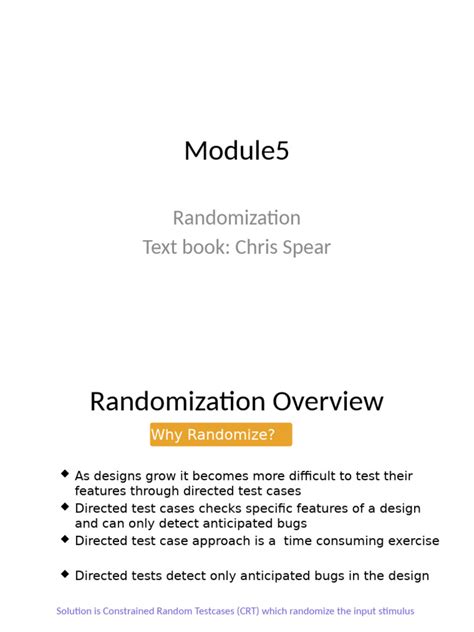 Systemverilog Module5 Randomization Pdf Computer Programming Software Engineering